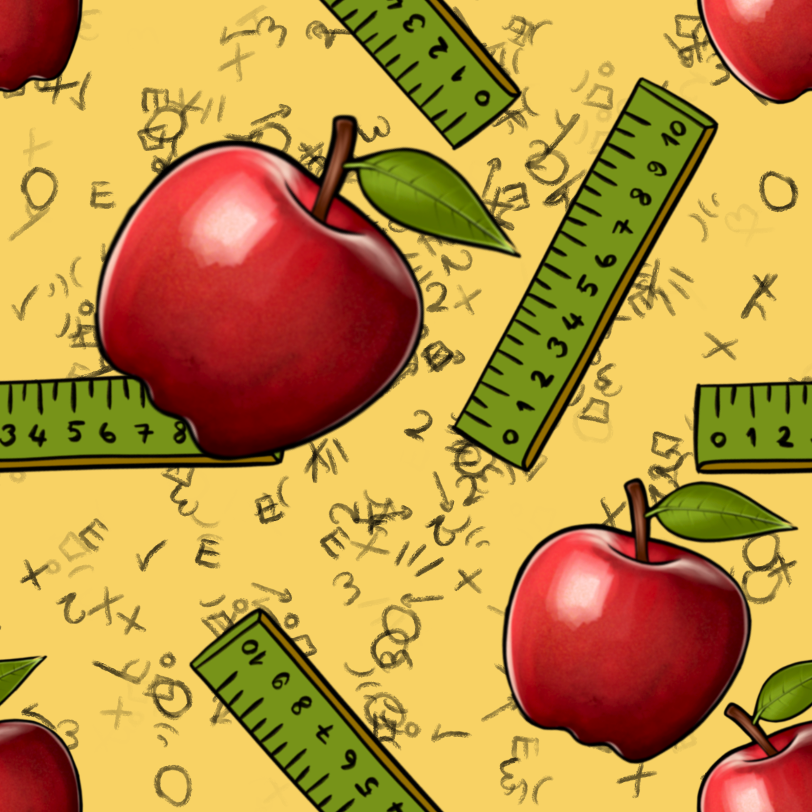 ADHESIVE SCHOOL APPLE AND RULER | Vinyl Tyme